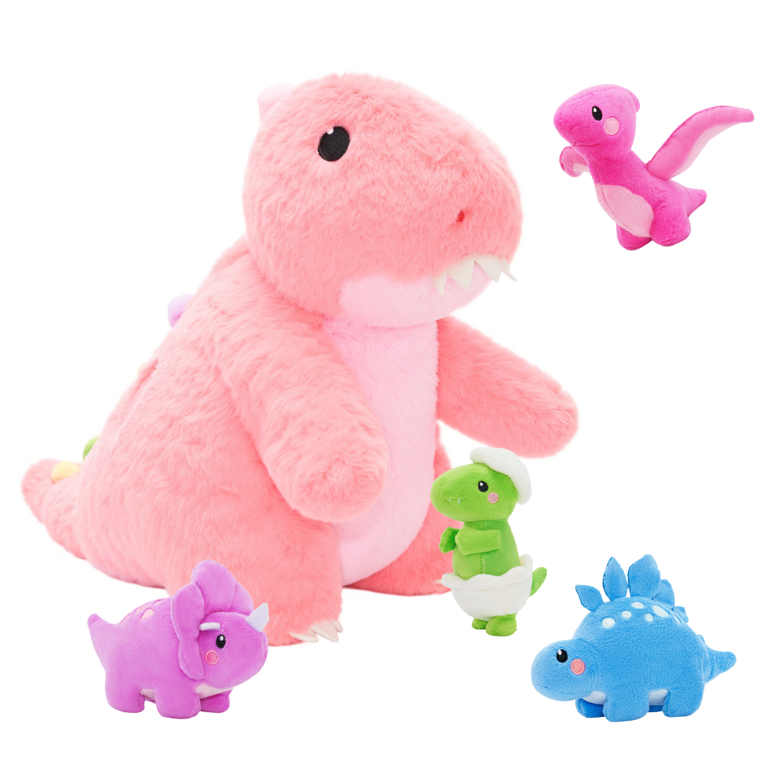 Pink T Rex Dinosaur Plush Toy with Babies, Tyrannosaurus Rex Stuffed ...
