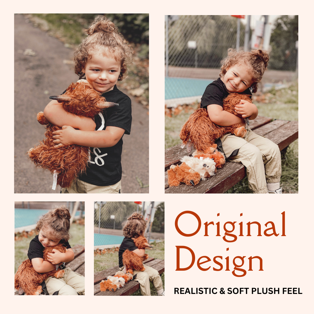 Ouozzz Scottish Highland Cow Cattle Stuffed Animals, with 4 Babies ...